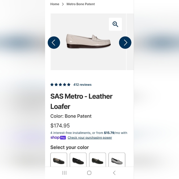 SAS | Shoes | New Sas Metro Womens Bone Patent Leather Loafer Size 1 ...